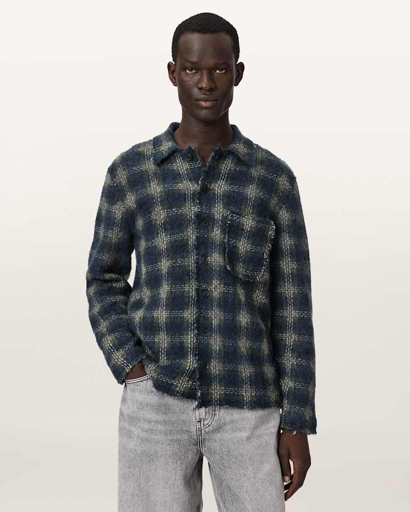 Menard Wool Blend Button Down Cardigan MOONSTONE BLUE | ALLSAINTS
